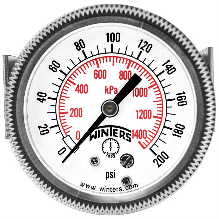 90 SERIES PANEL MOUNTED GAUGE STEEL 2'' 0-200 PSI / KPA 1 / 4'' NPT CBM ...