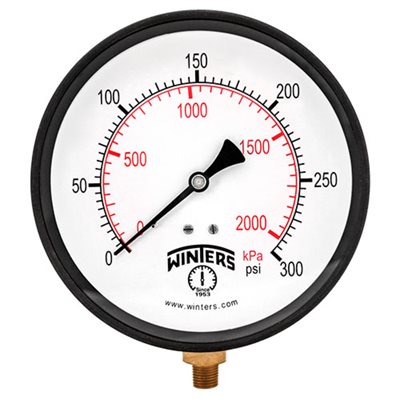 100 SERIES GAUGE STEEL 3.5'' 30''-0-200 PSI / KPA 1 / 4'' NPT CBM BR SOCKET